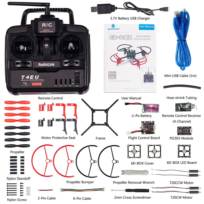 Multiwii Quad Drone Quadcopter 6d Box Diy Starter Kit For Arduino With 24ghz Rc 6 Axis Gyro 9485