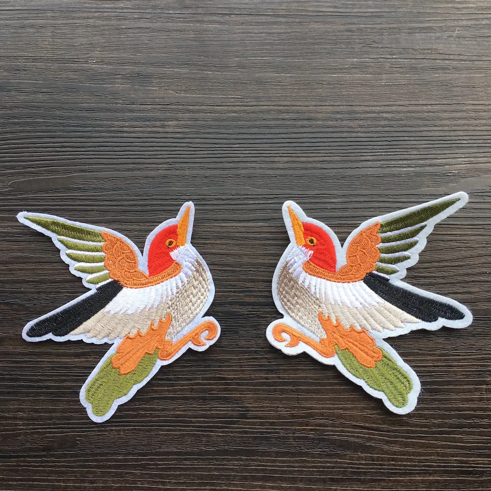 1Pair Beautiful Bird Embroidery Applique Patches for Clothes Iron on ...