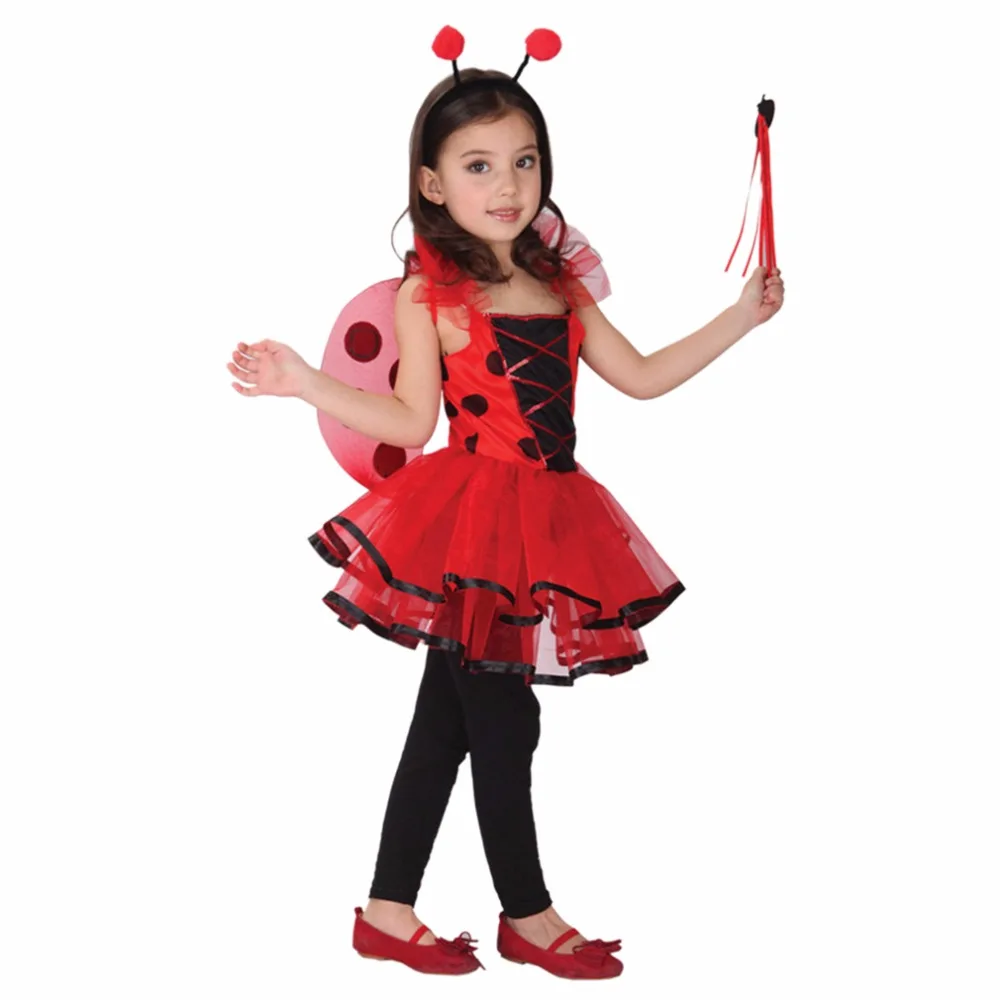 Cute Red Ladybird Halloween Cosplay Costumes For 3 12 Years Old Girls