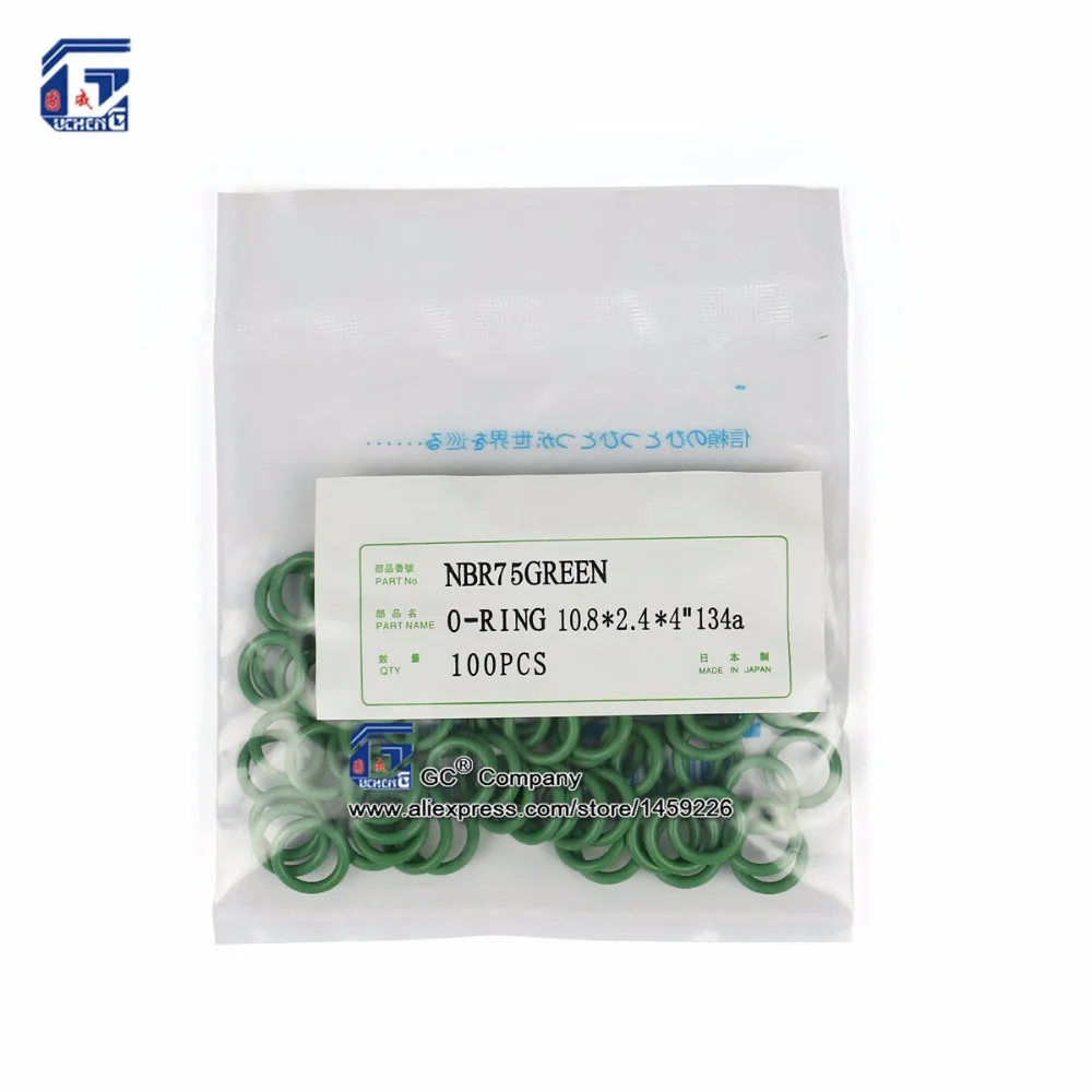 ( 10.8 x 2.4mm ) #8 R134a NBR Green O Rings Rubber Seal O Ring Kit for ...