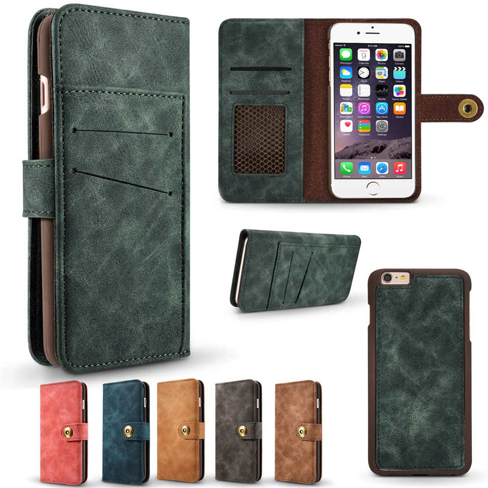 Luxury 2 in 1 Shell Multi function Button Card Magnetic Retro Leather ...