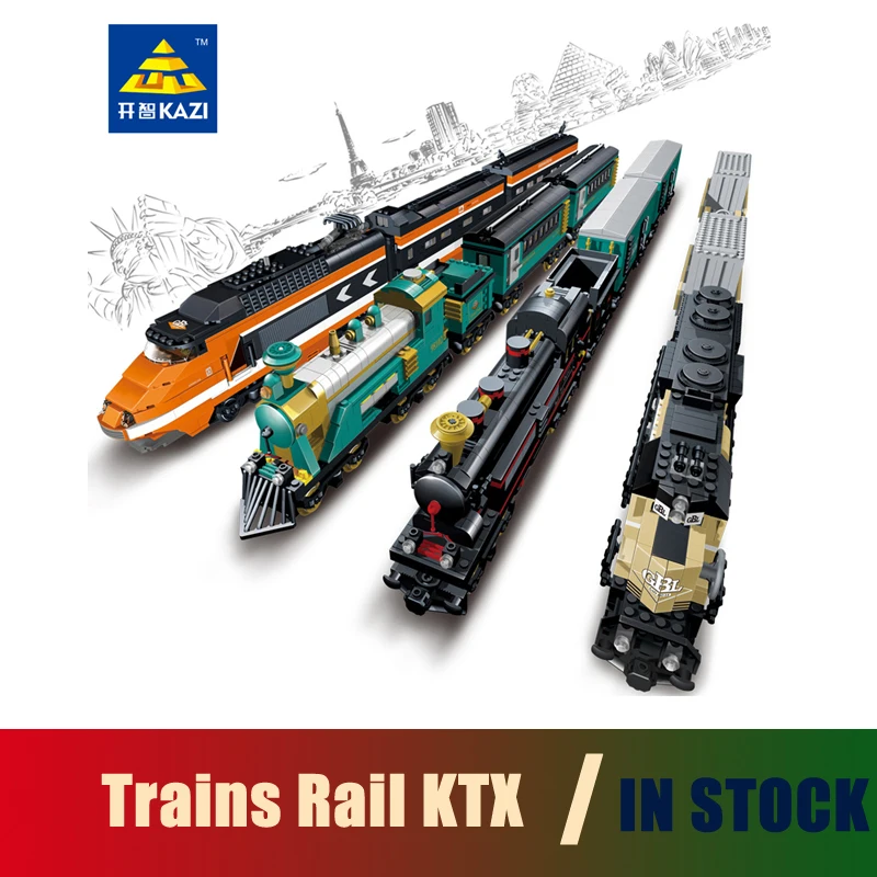 Compatible city Model building kits trains rail KTX 3D blocks ...