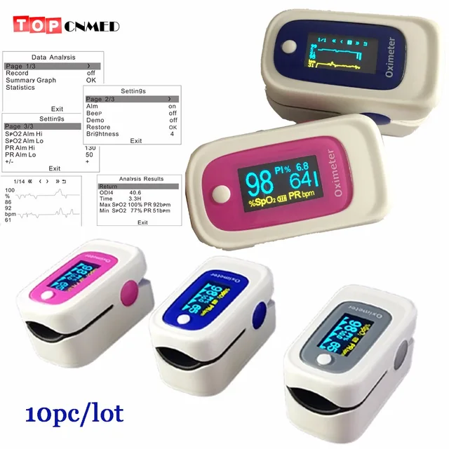 10pcs SPO2 PR PI ODI4 Sleep Monitor Data analysis Measure Fingertip ...