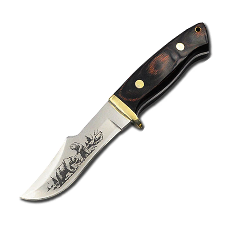 DuoClang Bear Fixed Blade Knife Survival Tactical Inox Knife 440C Steel ...