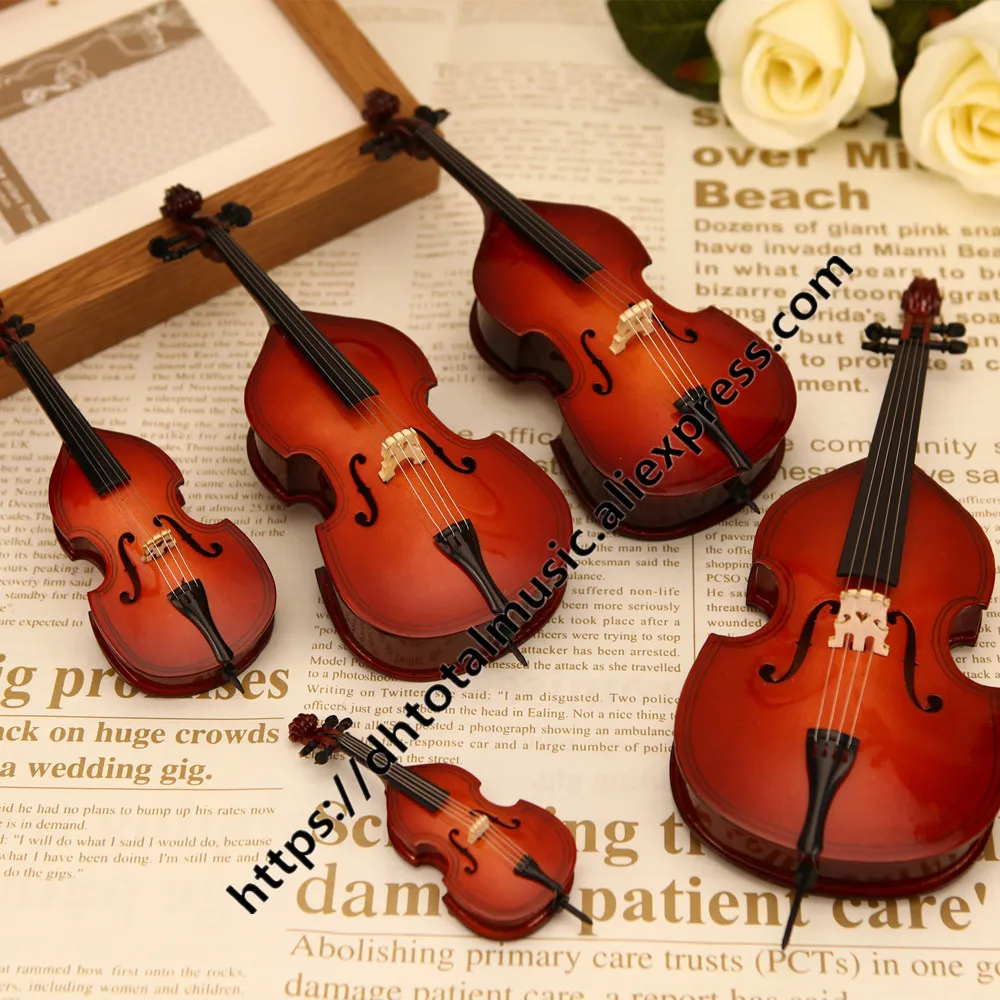 Miniature double bass Model Replica with Stand and Case Dollhouse ...
