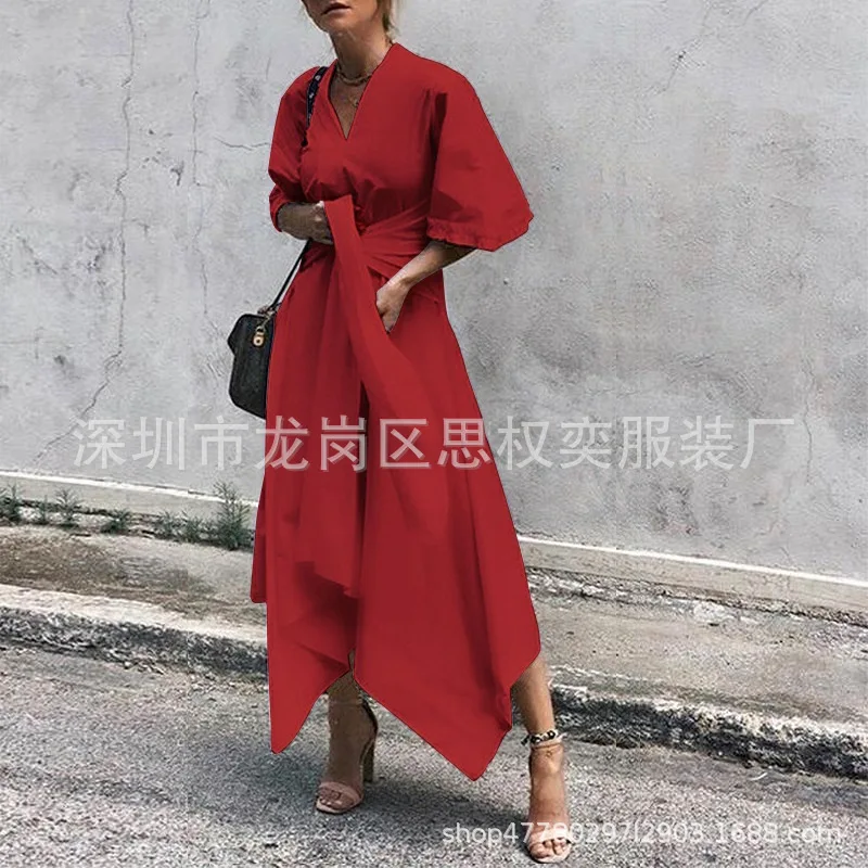 Big Size Middle Eastern Abaya Muslim Dress with Sashes Casual Arabic ...