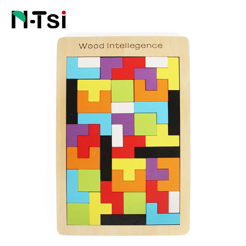 N Tsi 40 pieces Colorful Wooden Intelligence Jigsaw Puzzle Game ...