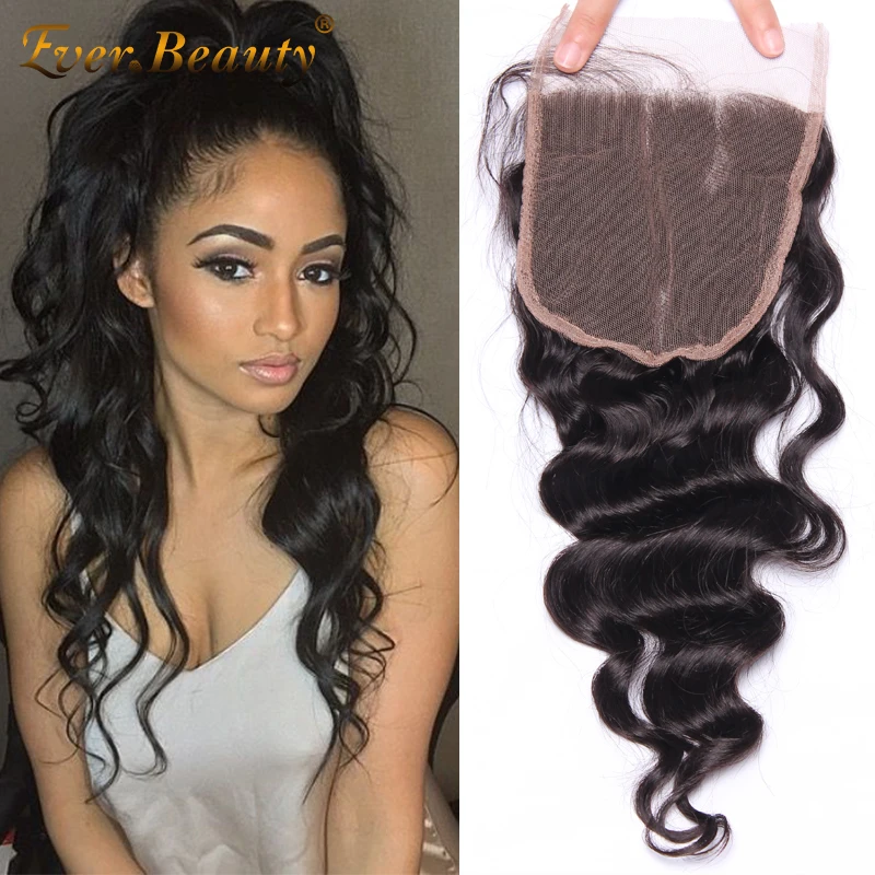 7A Malaysian Virgin Hair Loose Curly 5x5 Lace Closure With Bleached ...