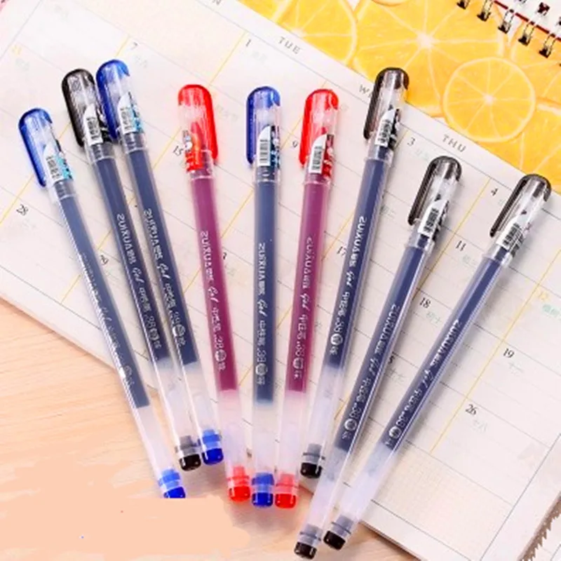 12 Pcs/lot Creative Needle Lead Diamond Head Gel Pen 0.38mm Black/red ...
