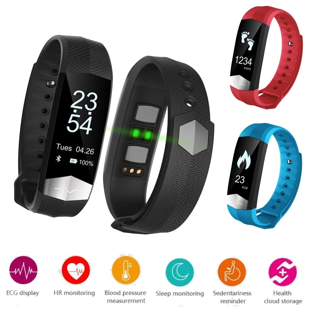 CD01-Bluetooth-Smart-Band-ECG-Display-Heart-rate-Blood-pressure-monitor ...