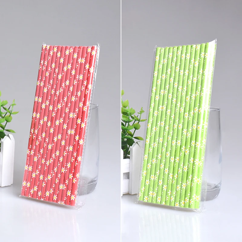 100pcs Lot Flower Paper Drinking Straws Creative Drinking Straw Wedding