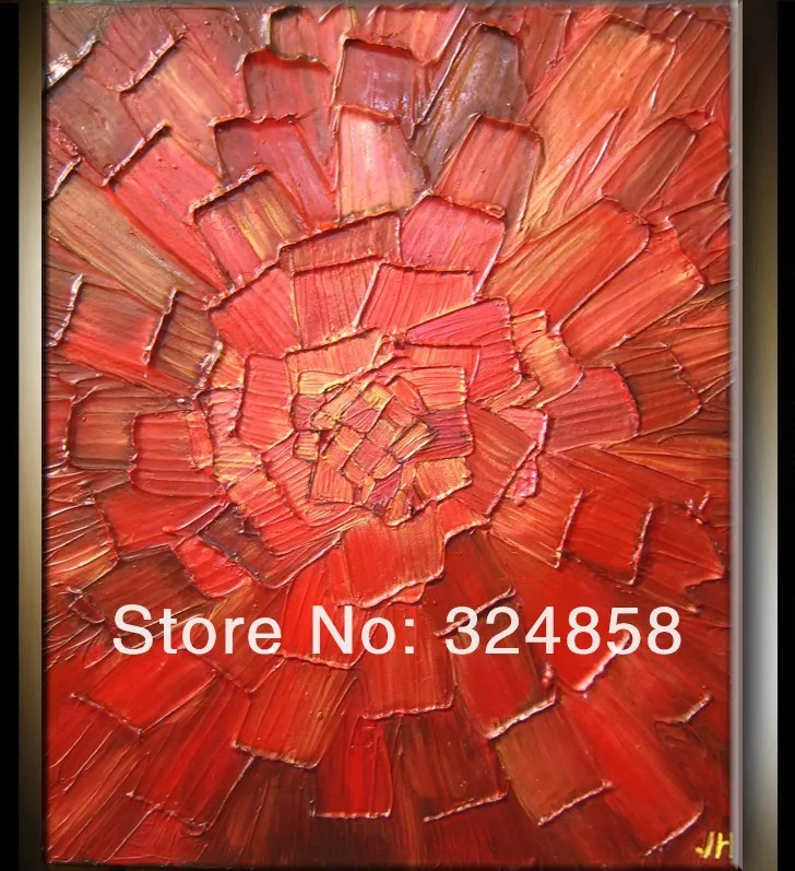 Acrylic Red Design Abstract Modern Texture Palette Knife Impasto Oil ...