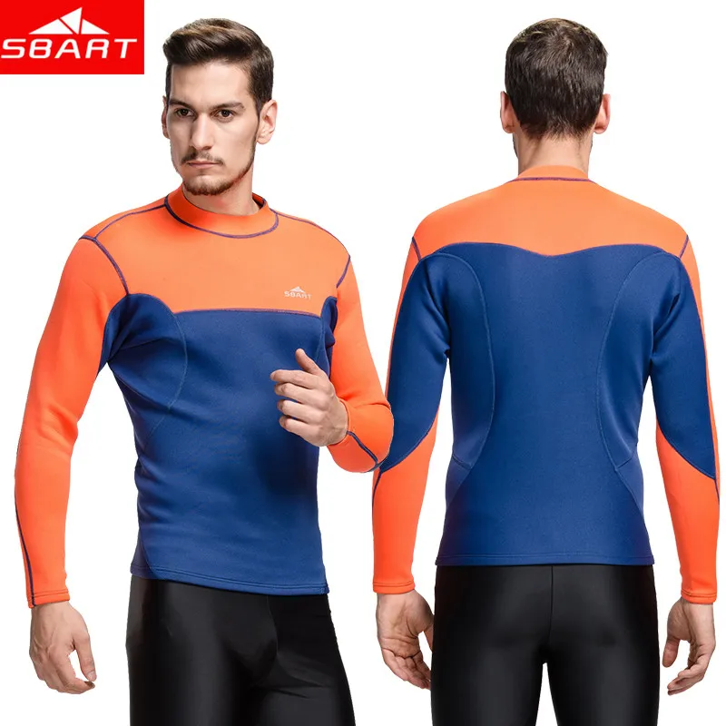 SBART New Arrival 2MM Neoprene Wetsuit Tops Mens Swimming Shirt Long ...