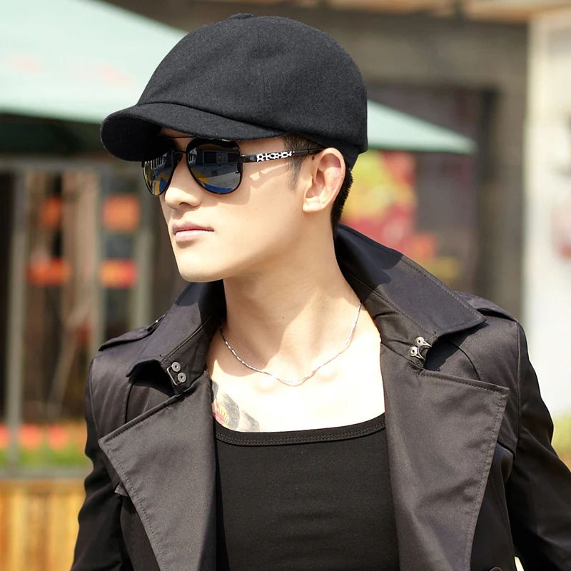 Siggi winter hats for men male Korean tidal vintage wool beret cap ...