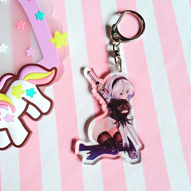 Anime Game NieR Automata Keychain Q Style Acrylic Keyring Key Chain ...