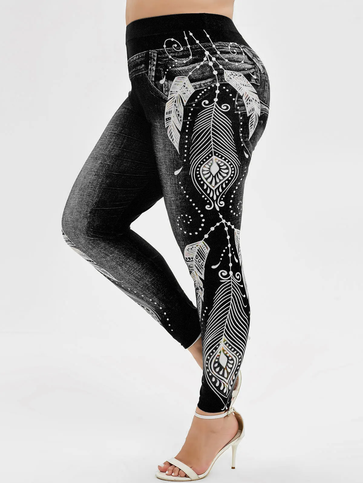 Wipalo размера плюс 3D джинсы с принтом Леггинсы с высокой талией облегающие Женские леггинсы ...
