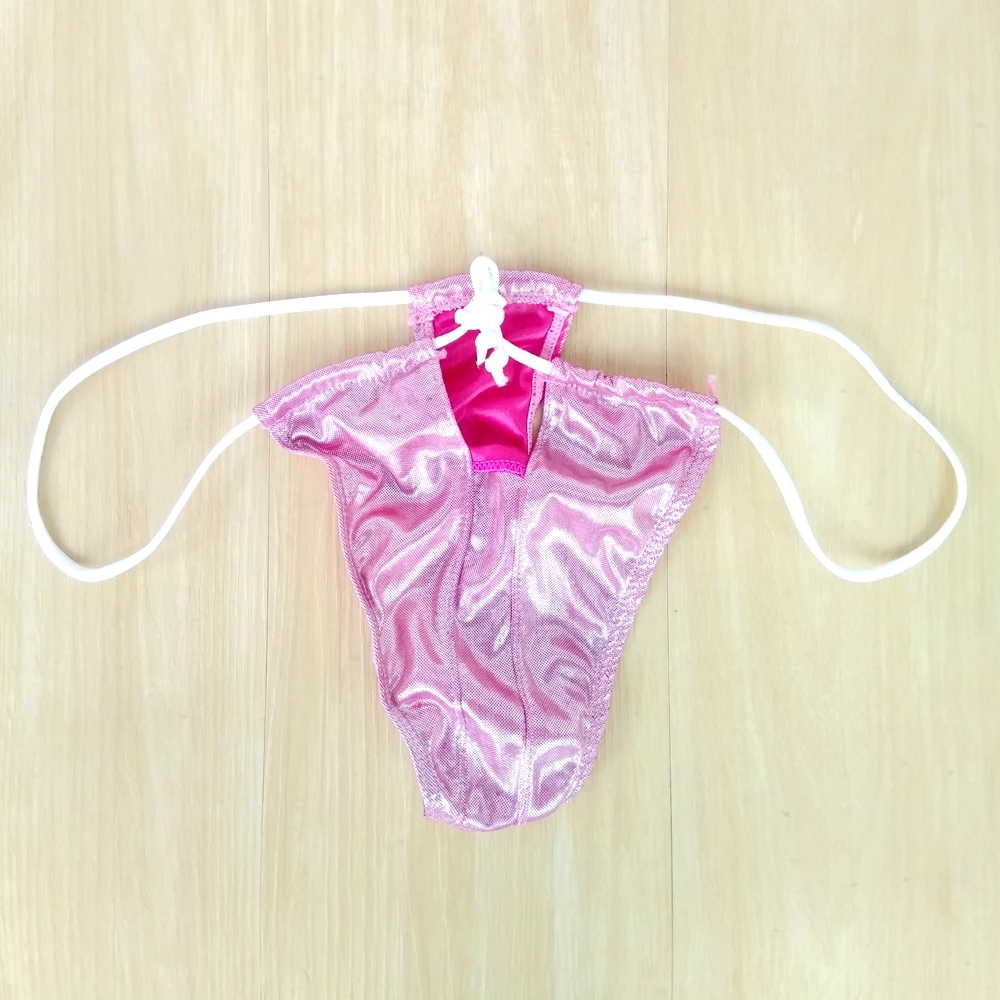 Sexy pouch thong adjustable waist strings matellic dotted foiled shiny ...