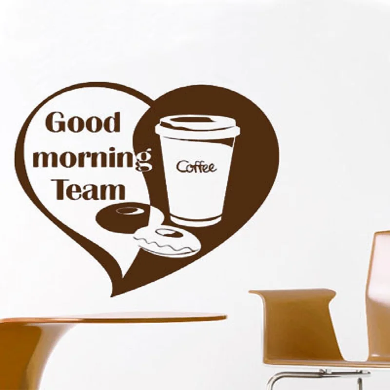 Cafe Wall Stickers quote Good Morning Team delicate Vinyl removable ...