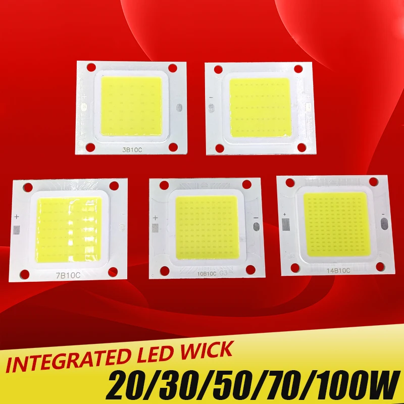 Epistar-Chip LED COB de alta potencia, 20W, 30W, 50W, 70W, 100W, CC 30V-32V, SMD integrado para ...