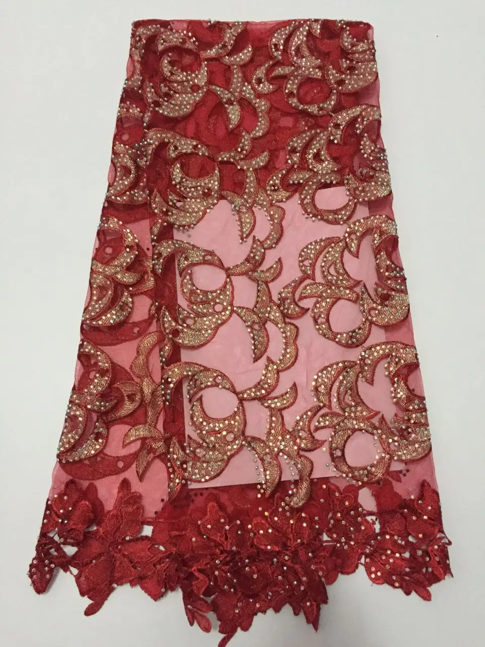 Com pedras tecido de renda líquida Francês, pura tule de malha tecido ...