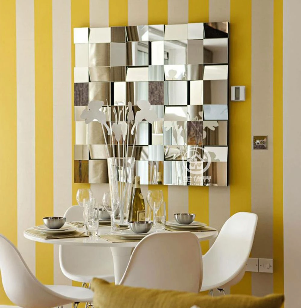 Modern mirrored wall decor beveled polydirectional square mirror multi ...