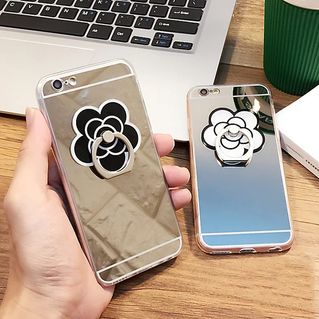 Black and White Mirror case camellia plant Hard Phone Cases Back coque ...