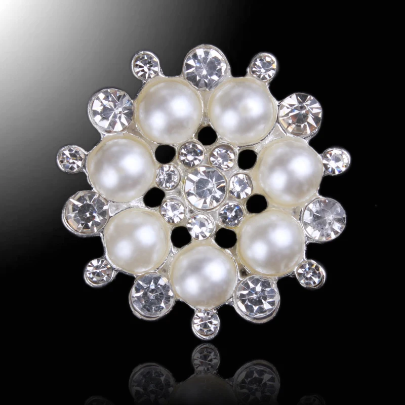 10 piezas 28mm Hot Flatback botones del Rhinestone del Metal brillante ...