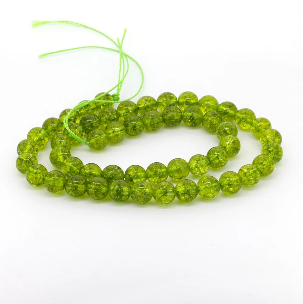 8mm Genuine Natural Olive Crystal Loose Beads for DIY Jewel Making ...