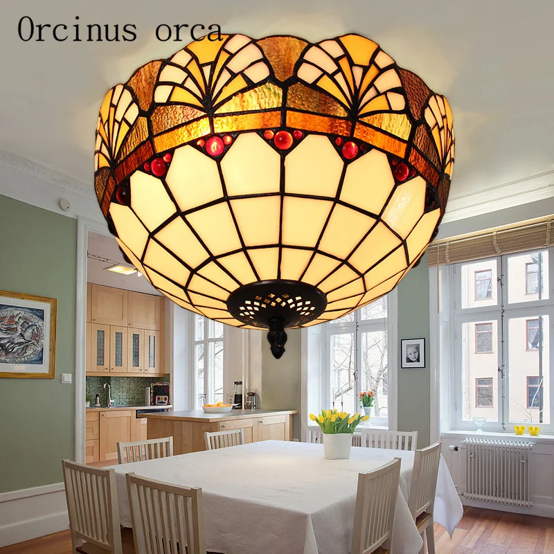Mediterranean creative circular led ceiling lamp living room aisle ...