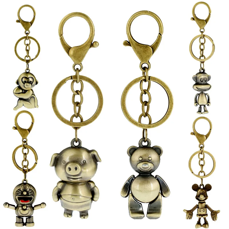 High Quality Cute 3D Metal Keychains Male Anime Animal Key Chain ...