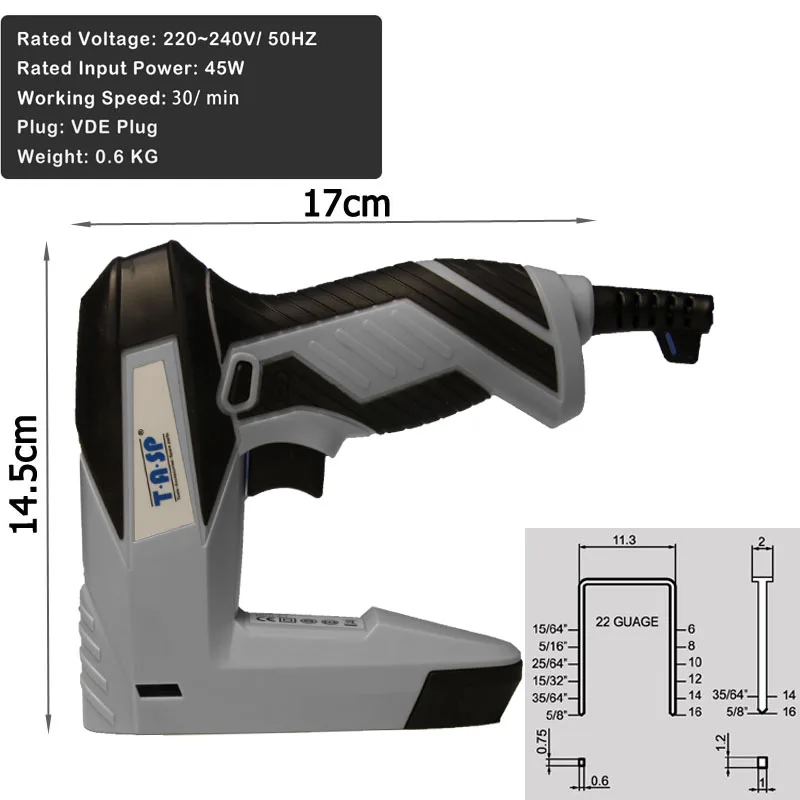 Discount !! TASP 220V 2 in 1 Electric Nailer and Stapler for Furniture Staple Gun for Frame with ...