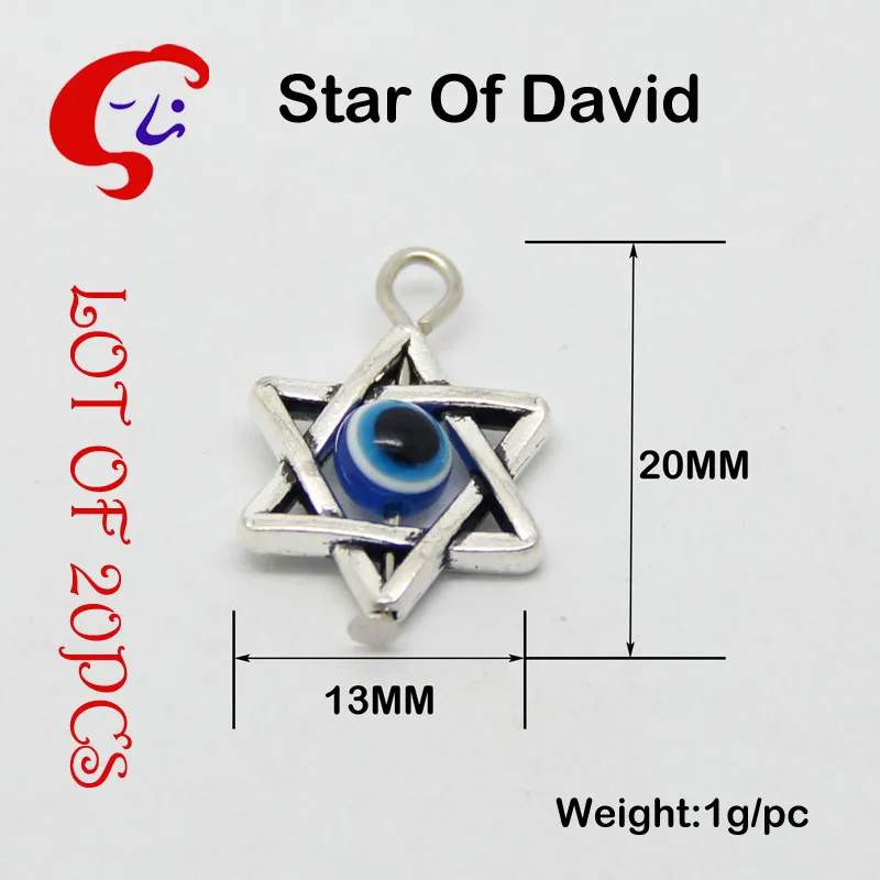 LEENAHAR 20PCS Israel "Star of David" LUCKY EYE Jewish Judaica Pendants ...