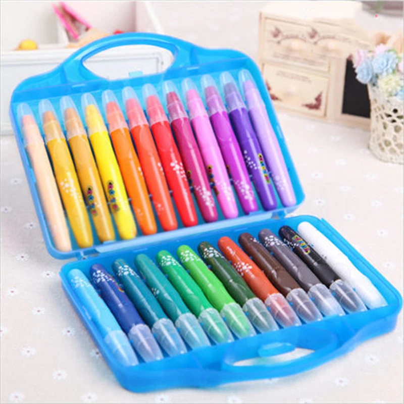 24 Colors/Set Silky Bright Stick for Children Drawing Paint Colored Pen ...