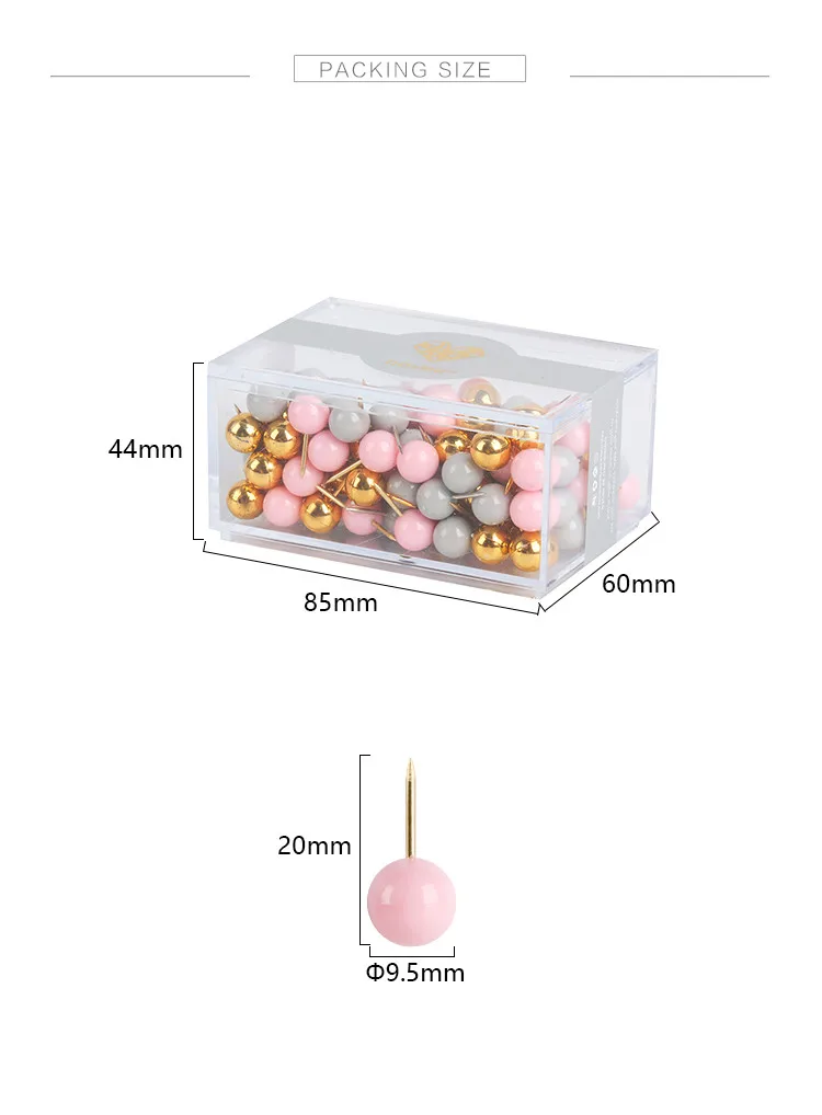 120pcs Pink Series Push Pins Office Decorative Gift Stationery Colored ...