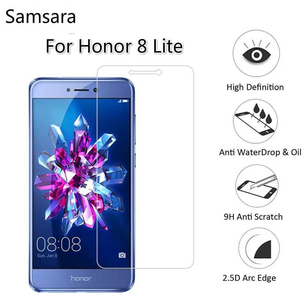 Screen Protector For Huawei Honor 8 Lite Tempered Glass 2.5D Arc Edge ...