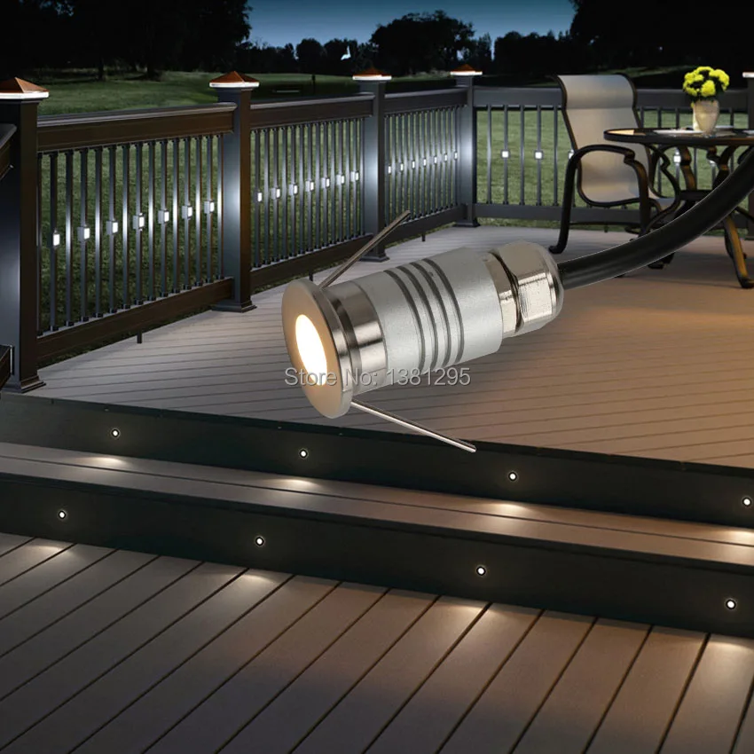 LED Deck Light 12V 1W Waterproof Buried Lamp Outside Recessed Stair ...