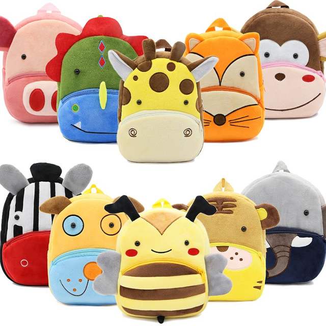 Kid's 3D Cartoon Animals Shaped Plush School Backpack