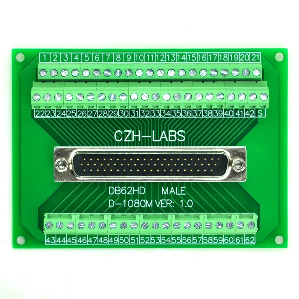 D-sub Db62hd Male Header Breakout Board, Terminal Block, Dsub Db62 ...