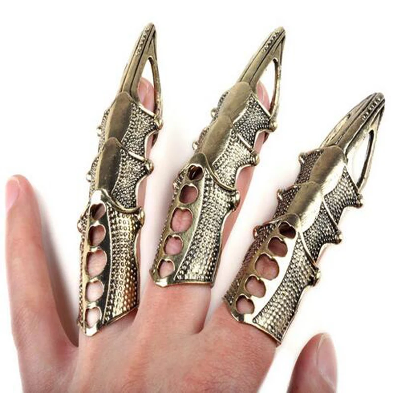 5Pcs/Lot Gothic Punk Hinged Knuckle Full Finger Armor Rings Claw Bulks ...