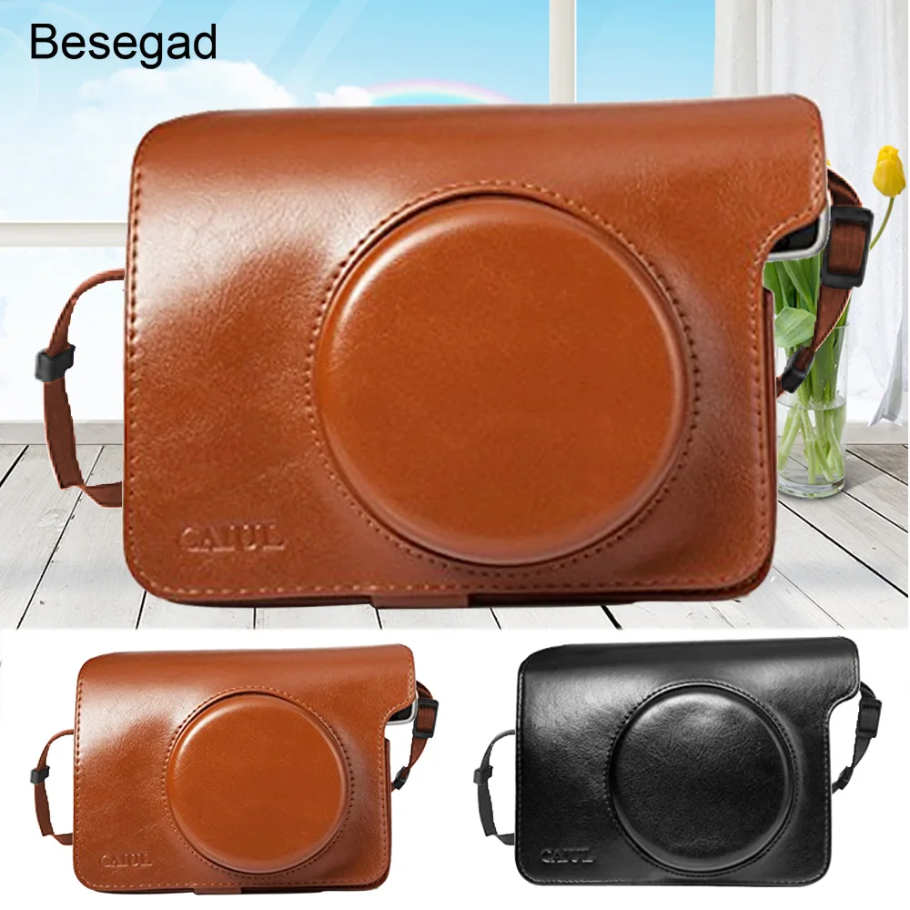 Besegad PU Leather Bag Case Cover Pouch Shoulder Strap For Polaroid Besegad PU Leather Bag Case Cover Pouch Shoulder Strap For Polaroid