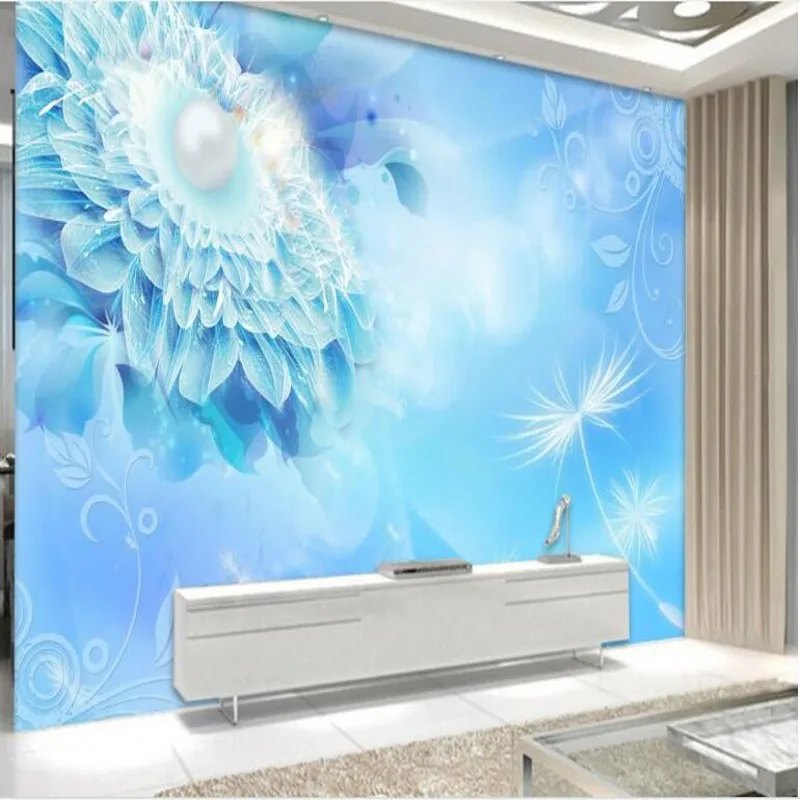 wellyu Custom large fresco blue dream pearl jewelry flowers backdrop ...