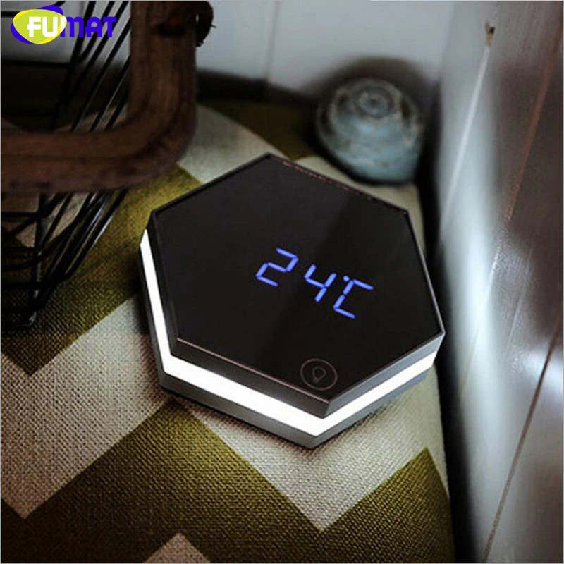 FUMAT Clock LED Night Lamp Mirror Alarm Clock USB Charging LED Desk ...