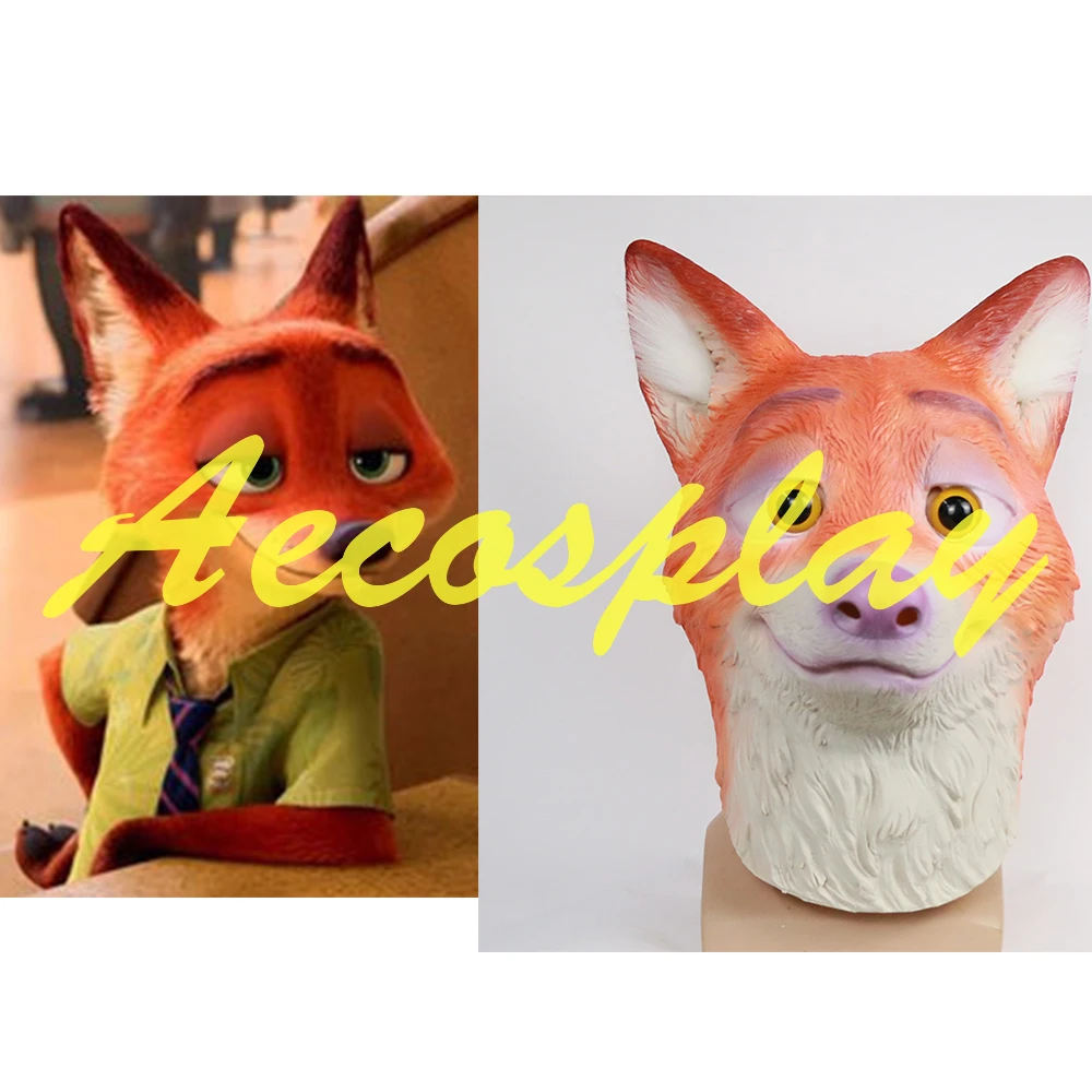 2016 Movie Cosplay Zootopia Nick Wilde Mask Latex Nick Wilde Helmet ...