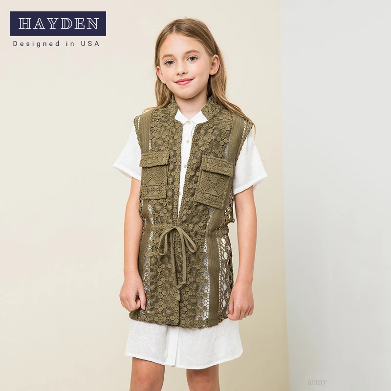 Top brand Hayden girl Hollow vests 7 14 years 100% cotton bohemian kids ...