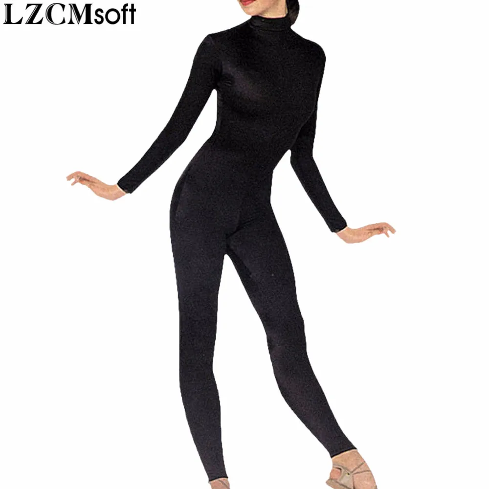 LZCMsoft Women Nylon Long Sleeves Unitards for Gymnastics Turtleneck ...