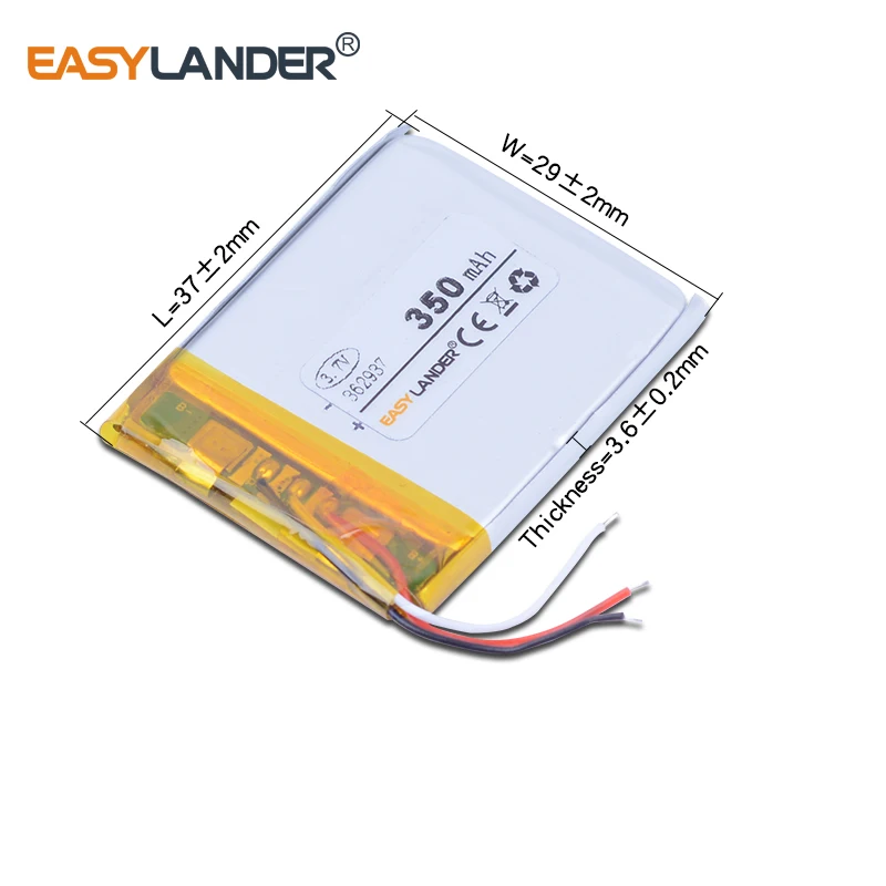 3-wire-3-7V-350mAh-362937-Polymer-Li-ion-Battery-For-Bluetooth-Headset ...