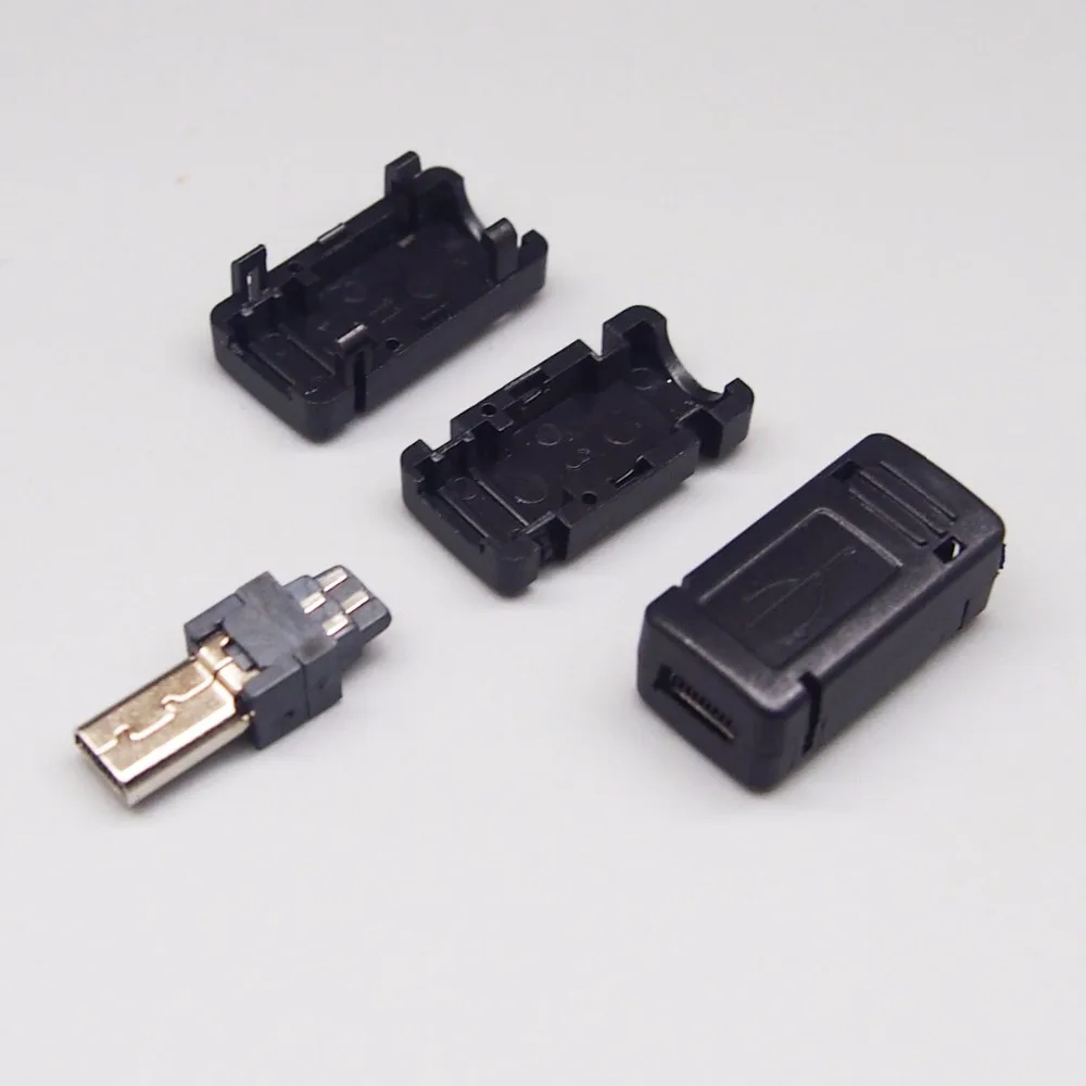 10set Diy 3 In 1 Mini Usb 8p Male Plug With Plastic Shell Solder Wire ...