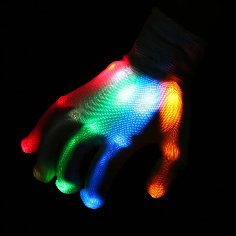 1 Pair Colorful LED Luminous Gloves Light Up Toys 6 Modes Multi color ...