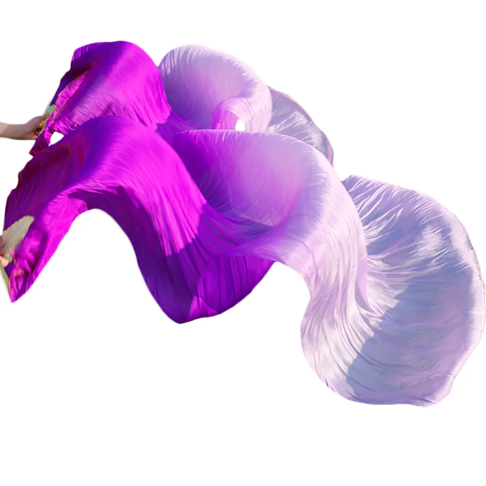 1 Pair Dance Fans Bamboo Ribs Natural Silk Stage Performance Props Dye ...
