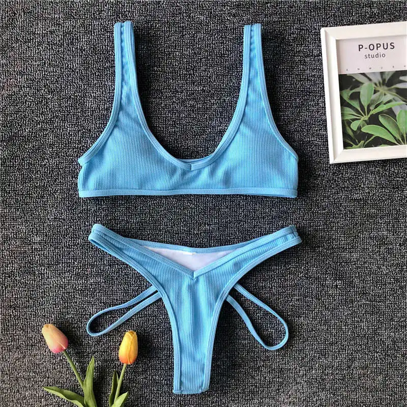 Неоновый зеленый бикини 2019 mujer bathers сексуальные стринги ...